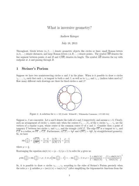 Inversive Geometry Pdf Circle Perpendicular