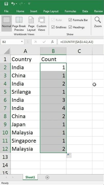 Excel Tips Shorts Excel Countif Formula Countif Youtube
