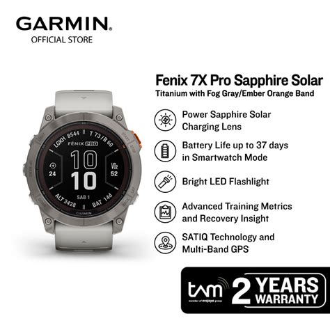 Jual Garmin Fenix 7x Pro Sapphire Solar Titanium With Fog Grayember