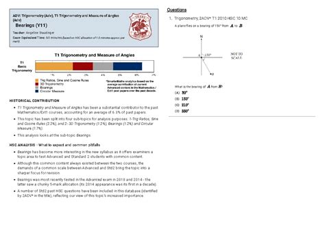 Smarter Maths Yr 11 Bearings Adv Trigonometry Adv T1 Trigonometry And Measure Of