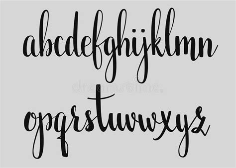 Рукописный шрифт Cursive каллиграфии стиля щетки Иллюстрация штока