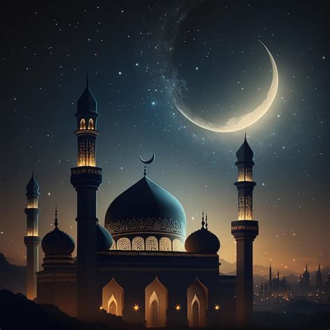 Premium AI Image Eid Mubarak Happy Mawlid Al Nabi Islamic Display Podium Ramadan Lantern With