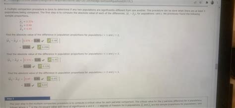 Solved A Multiple Comparison Procedure Is Done To Determine