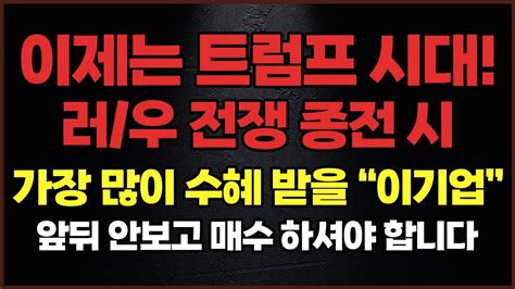 이제는 트럼프 시대 러 우 전쟁 종전 시 가장 많이 수혜 받을 이기업 앞뒤 안보고 매수 하셔야 합니다 [현대에버다임