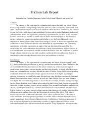 Max S Friction Lab Report Docx Friction Lab Report Adrian Erives Gabriela Vaquerano Jackie