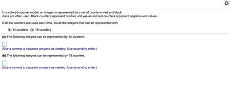 solved in a colored counter model an integer is represented