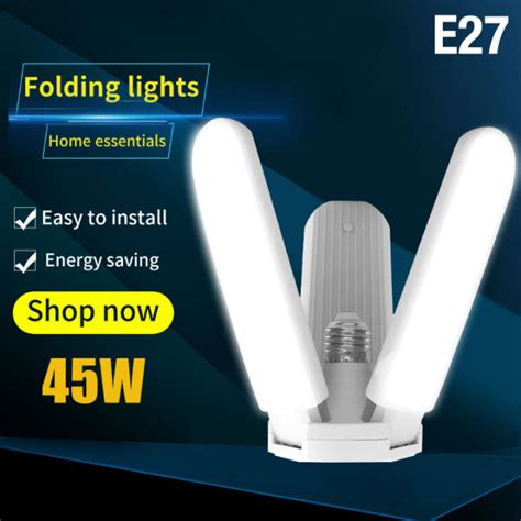 3 Leaf Folding Light 45w Led Bulb Folding Lights Foldable Fan Blade Led Bulb Creative Light Bulb