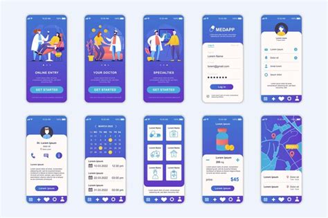 Premium Vector Medicine Concept Screens Set For Mobile App Template