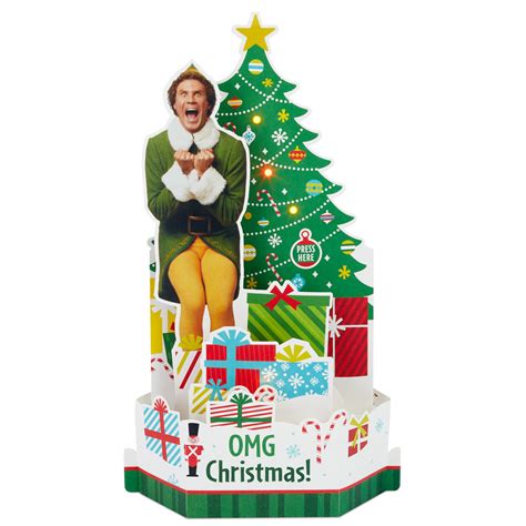 Christmas Paper Wonder Card 3d Pop Up Buddy The Elf With Tree And Li