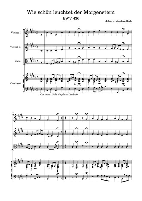 Wie schön leuchtet der Morgenstern BWV 436 Bach Johann Sebastian