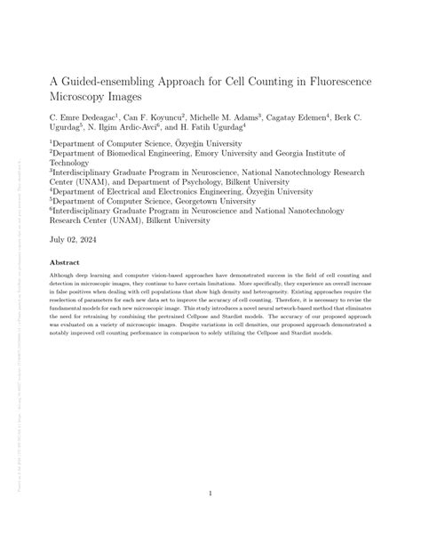 Pdf A Guided Ensembling Approach For Cell Counting In Fluorescence Microscopy Images
