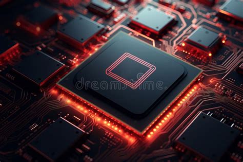 Futuristic Processor Chip On Circuit Board Stock Illustration