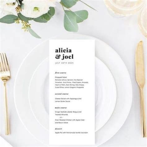 Printable Dinner Menu Template