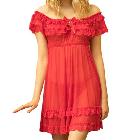 Audhol See Through Dress For Women Womens Short Sleeve Lace Satin Vintage Nightdress Pajamas