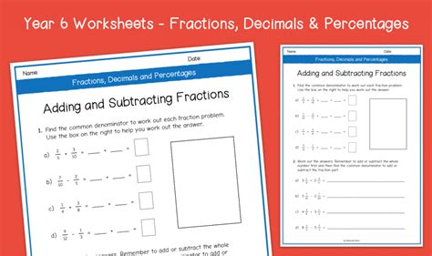 Year 6 Adding And Subtracting Fractions Worksheets Ks2 Fractions