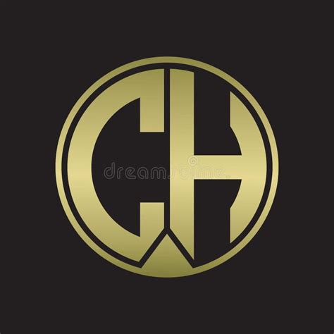 Ch Logo Monogram Circle With Piece Ribbon Style On Gold Colors Stock Vector Illustration Of