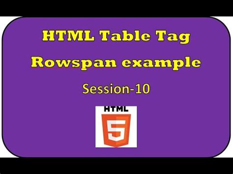 HTML Table Rowspan Example YouTube