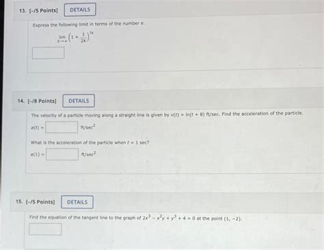 Solved 13 5 Points Details Express The Following Limit