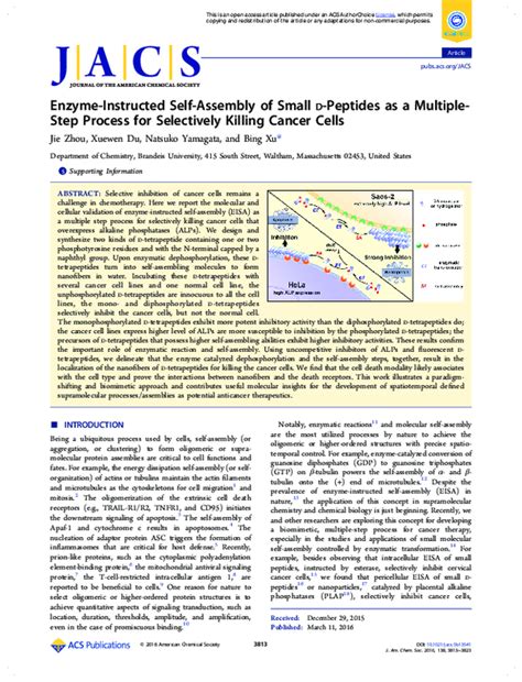 Pdf Enzyme Instructed Self Assembly Of Small D Peptides As A Multiple