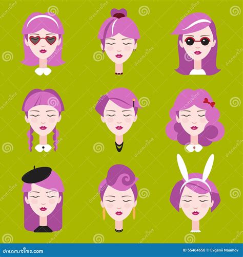 Fashion Girls In Head Accessories Set Stock Vector Illustration Of