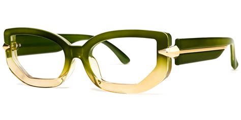 Mildred Rectangle Green Prescription Glasses Ublins