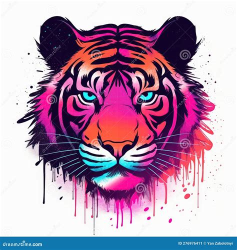 Bad Tiger White Background Logo Generative Ai Stock Illustration