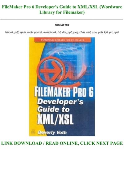 Get Pdf Filemaker Pro 6 Developers Guide To Xmlxsl Wordware Library For Filemaker Full Pdf