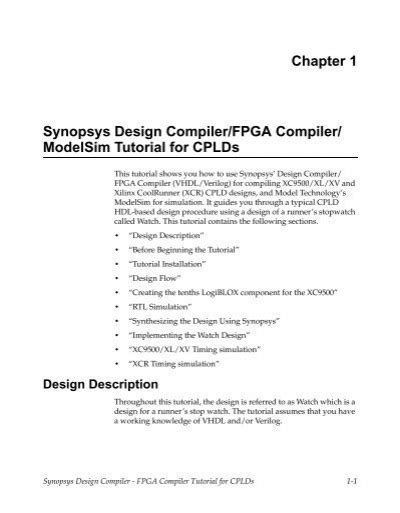 Chapter Synopsys Design Compiler FPGA Compiler Xilinx