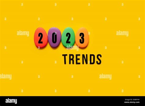 Word Trends 2023 With Colored Blocks On Yellow Background Modern Trend