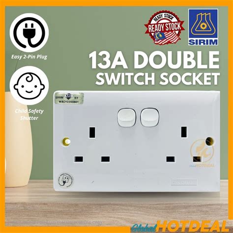 [sirim] 13a Double Switch Socket 2 Way Switch Socket Switches Wall