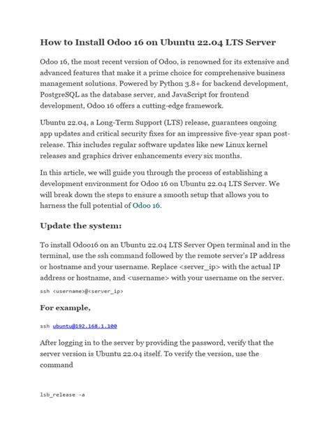 How To Install Odoo 16 On Ubuntu 22 Pdf Postgre Sql Sudo