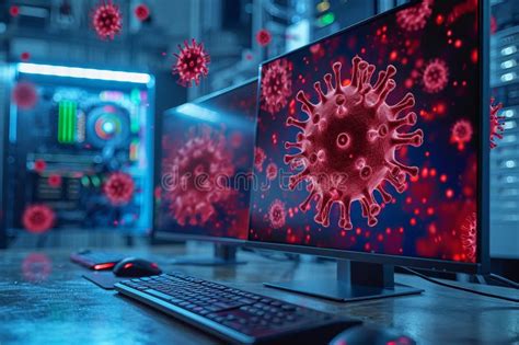 Computer Monitor Showing Virus Alert Stock Illustration Illustration