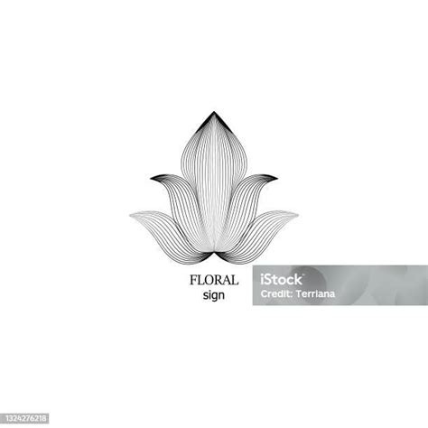 플로럴 로고 디자인 템플릿을 윤곽선 스타일로 디자인합니다 모노그램과 엠블럼을 위한 추상적인 꽃 아이콘 꽃 기호 꽃이 그려진 기호 개념에 대한 스톡 벡터 아트 및 기타 이미지