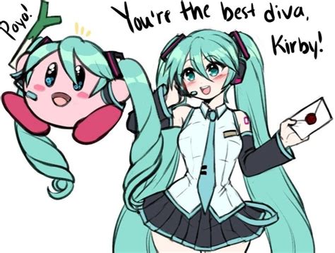 Hatsune Miku Kirby And Hatsune Miku Vocaloid And 1 More Drawn By