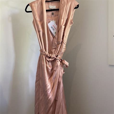 Blush Pink Satin Gown In A Wrap Style Brand Les Depop