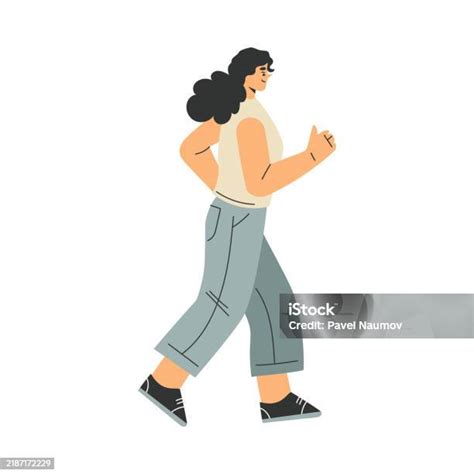 여자 캐릭터 공원에서 걷는 것 벡터 일러스트 레이 션 개념에 대한 스톡 벡터 아트 및 기타 이미지 개념 거리 걷기 Istock