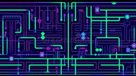 Ai Generated Illustration Of An Illuminated Circuit Board With Multi