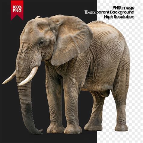 A Large African Elephant Stands On A White Background With Its Trunk