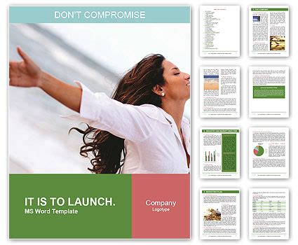 Beach Relaxation Woman Basks In Freedom With Arms Open Word Template Design ID 0000054827