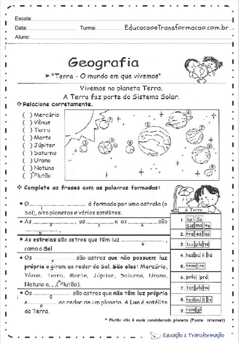 Atividades de Geografia Educação e Transformação