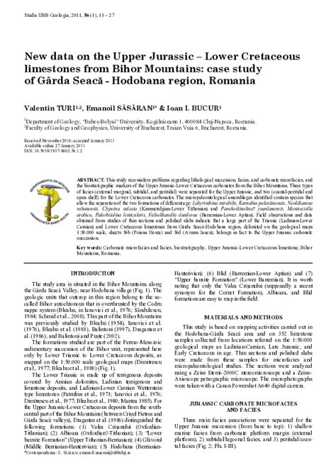 Pdf New Data On The Upper Jurassic Lower Cretaceous Limestones From