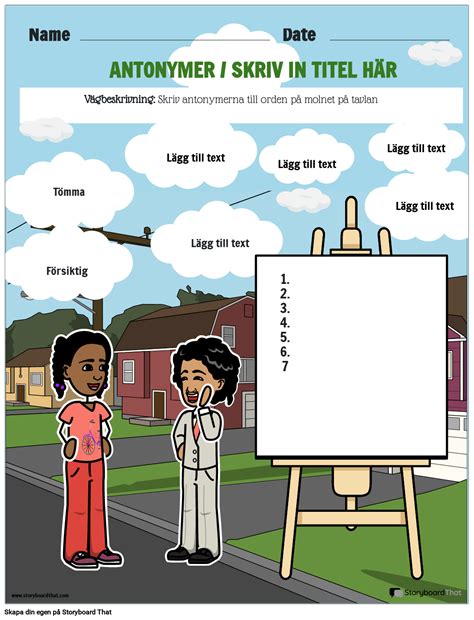 Antonym Arbetsblad القصة المصورة من قبل Sv Examples