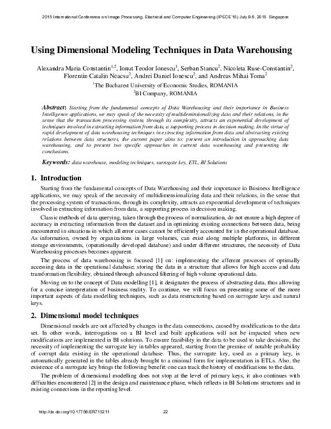 Pdf Using Dimensional Modeling Techniques In Data Warehousing