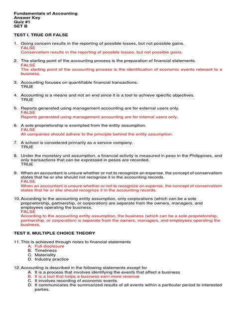 Fdnacct Quiz 1 Set B Answer Key Pdf Revenue Expense