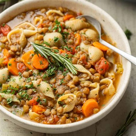 Italian Lentil Soup With Pasta Connoisseurus Veg
