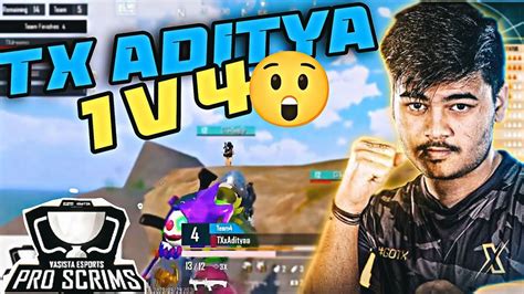 Tx Aditya 1 V 4 Clutch T1 Scrims Pubgmobile Scrims Teamxspark Youtube