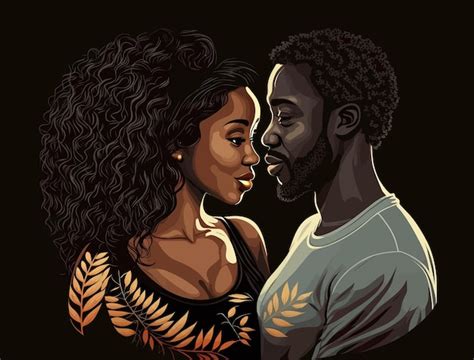 Premium Vector Couple In Love Dark Background Hugs Generative Ai