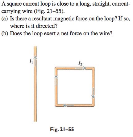 Solved A Square Current Loop Is Close To A Long Straight Chegg Com