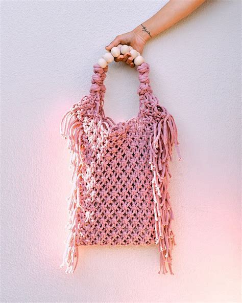 Macrame Market Bag Macrame Beach Bag Macrame Pink Bag Etsy Pink Bag