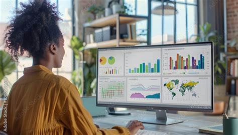 Young Professional Analyzing Data On A Large Computer Screen In A